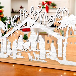 Oh Holy Night Nativity Scene Sign | Laser Cut Christian Christmas Decor ...