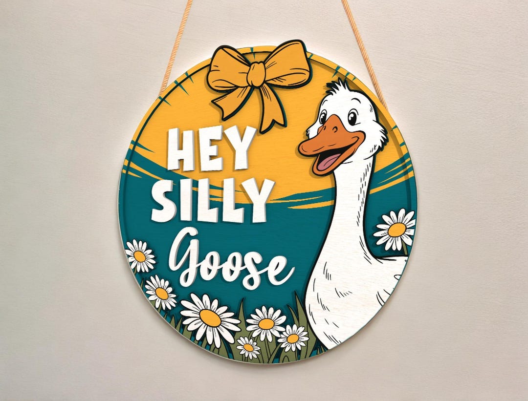 Hey Silly Goose 3D MDF Wood Art – Laser Cut Daisy Goose Wall Decoration ...