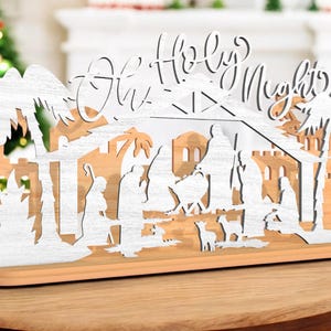 Oh Holy Night Nativity Scene Sign | Laser Cut Christian Christmas Decor ...