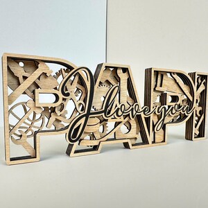Papi I Love You Wood Sign, MDF Laser Cut Gift for Grandpa or Dad ...