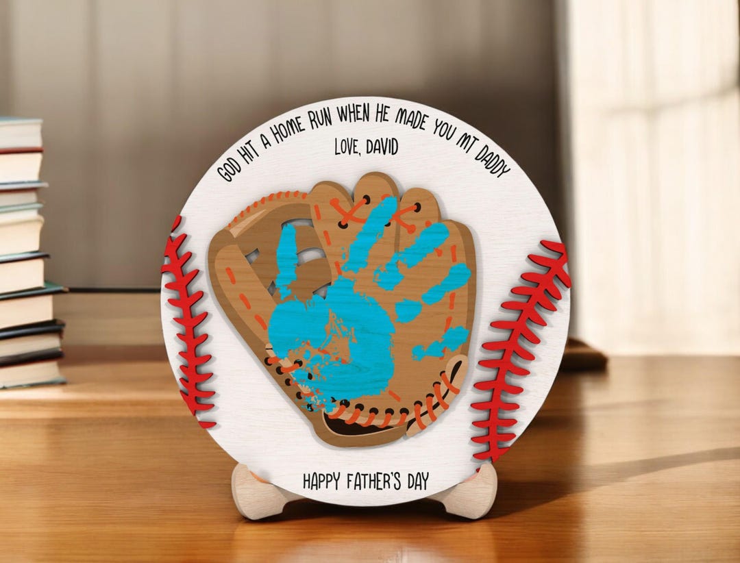 Custom Father‘s Day Gift, Handprint Kid, Baseball Handprint Sign for ...