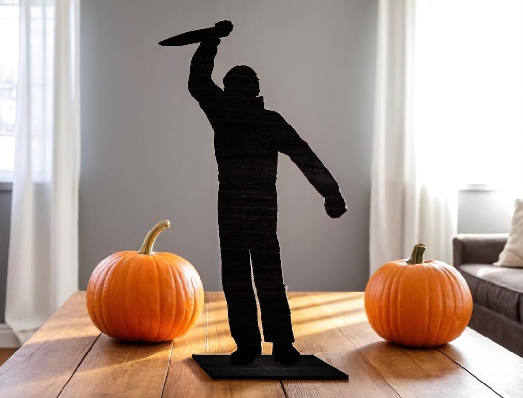 Halloween Masked Slasher Standee | Retro Horror Knife Pose Silhouette ...