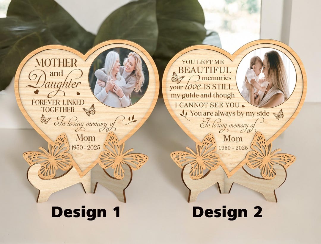 Personalized Heart Shaped Memorial Plaque for Mom | Photo Display With ...