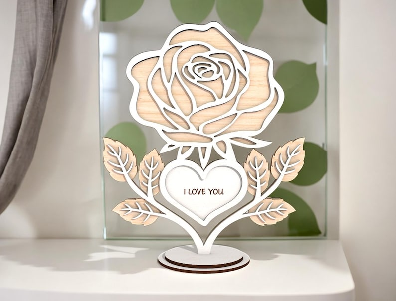 Personalized Mother’s Day Rose 3D Multilayer MDF Wood Art – Laser Cut ...