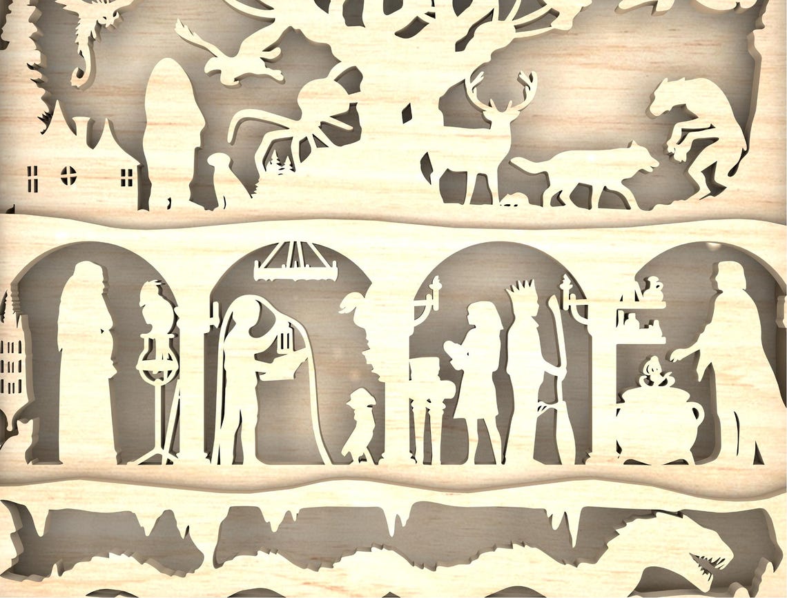 Fantasy Castle 3D Multilayer Wood Wall Art – Laser Cut Magical Kingdom ...