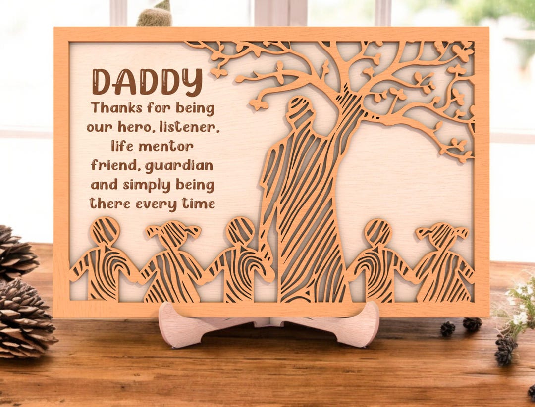 Daddy Tree of Life Sign | Father’s Day Wood Plaque | Layered MDF Gift ...