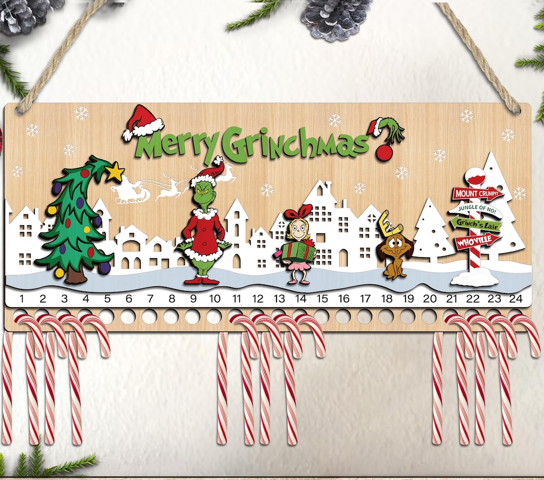 Christmas Countdown Calendar Door Sign Svg,cartoon Christmas Countdown ...