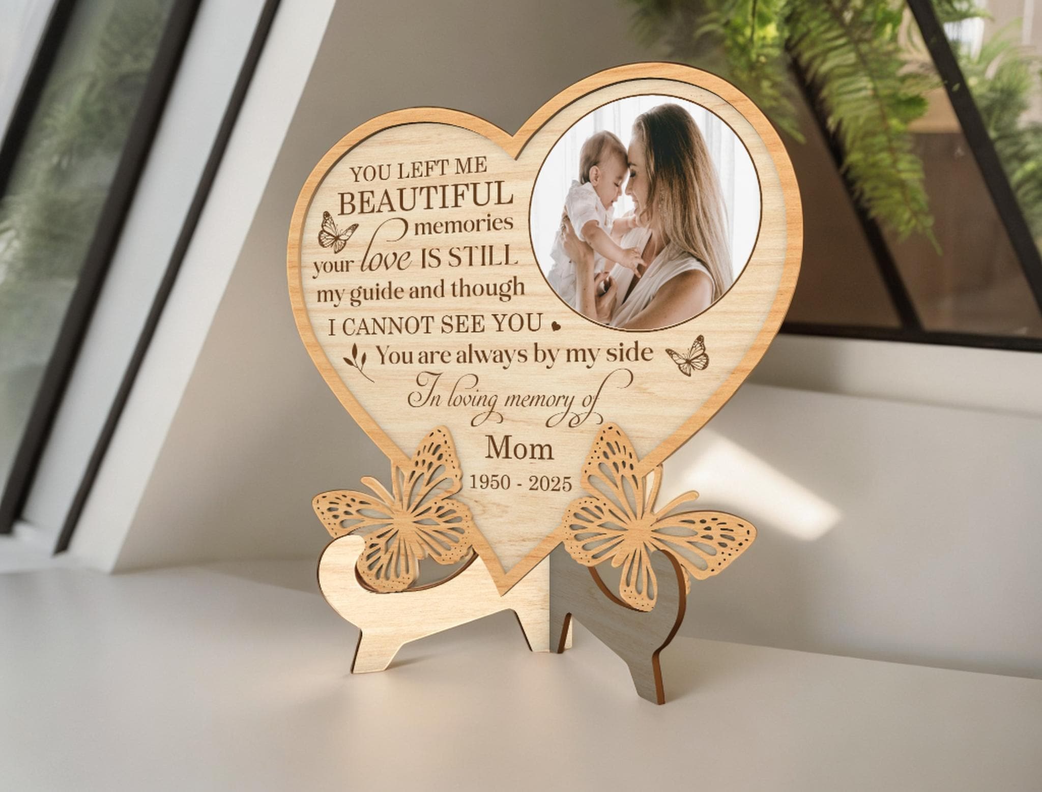 Personalized Heart Shaped Memorial Plaque for Mom | Photo Display With ...
