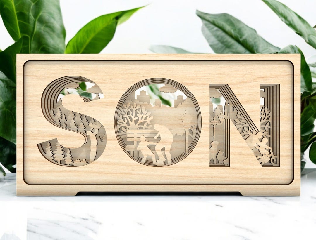 SON Shadow Box Sign | Layered MDF Wood Gift for Son | Father and Son ...