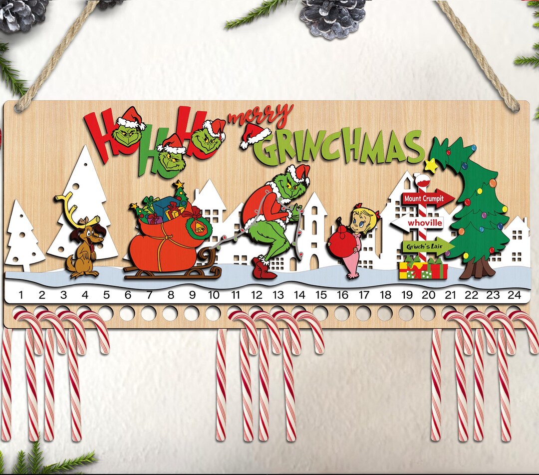 Cartoon Christmas Countdown Door Sign Svg,christmas Calendar Svg ...