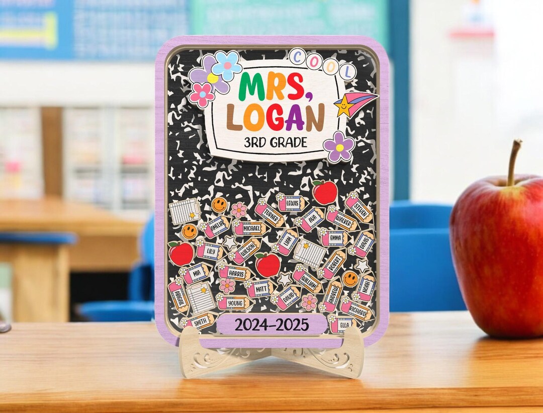Personalized Teacher Composition Notebook Sign | Custom 3rd Grade ...