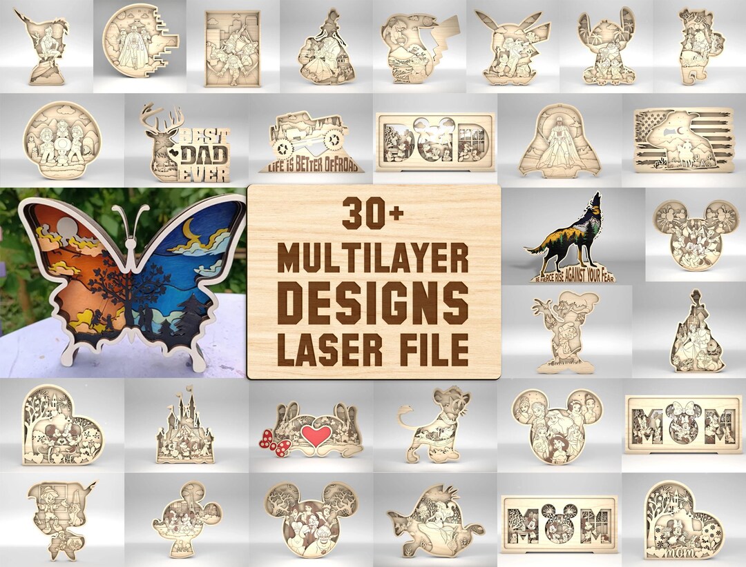 30 + MEGA Bundle Multilayer 3D Wooden Engraved Laser Cut File Svg ...