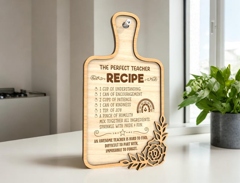 Teacher Appreciation Recipe Sign | MDF Cutting Board Wall Art | Funny ...