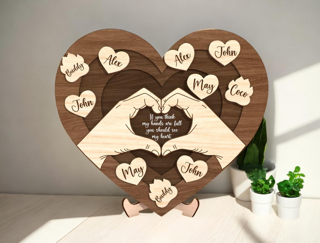 Personalized Heart Shaped Wooden Plaque With Name Engraved – Custom ...