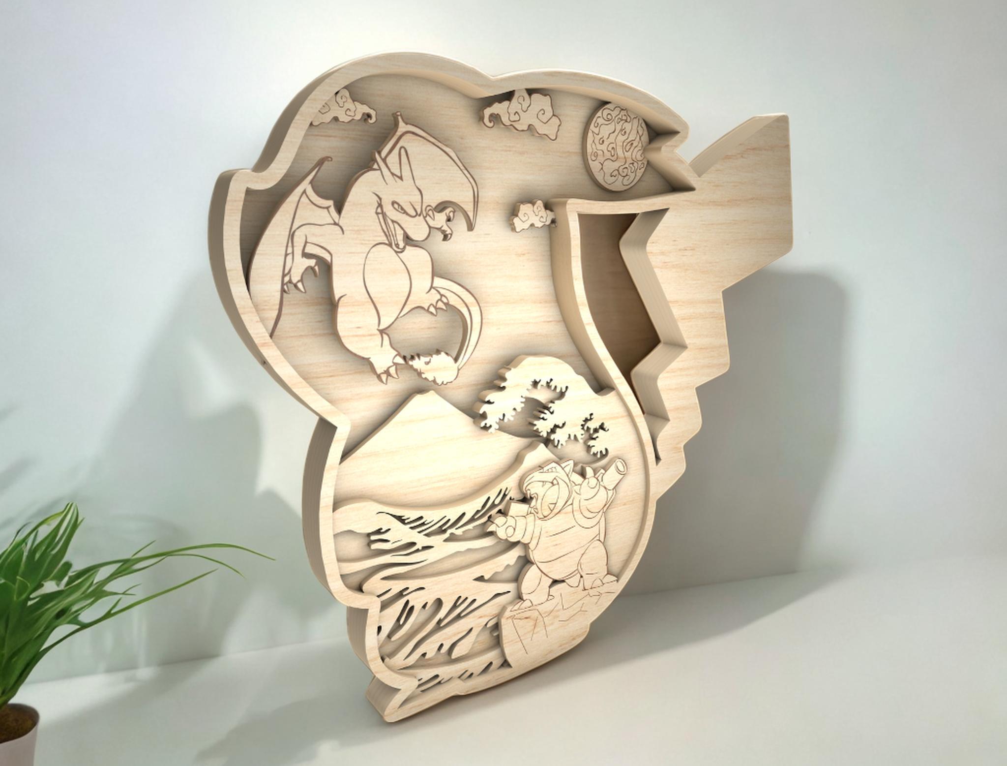 Multilayer Wooden Cartoon Art, 3D Cartoon Character Decoration, Laser ...