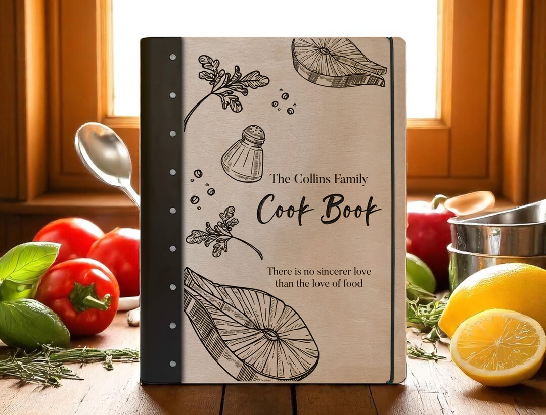 Personalized Wooden Recipe Book | Custom MDF Cook Book Binder With Name ...