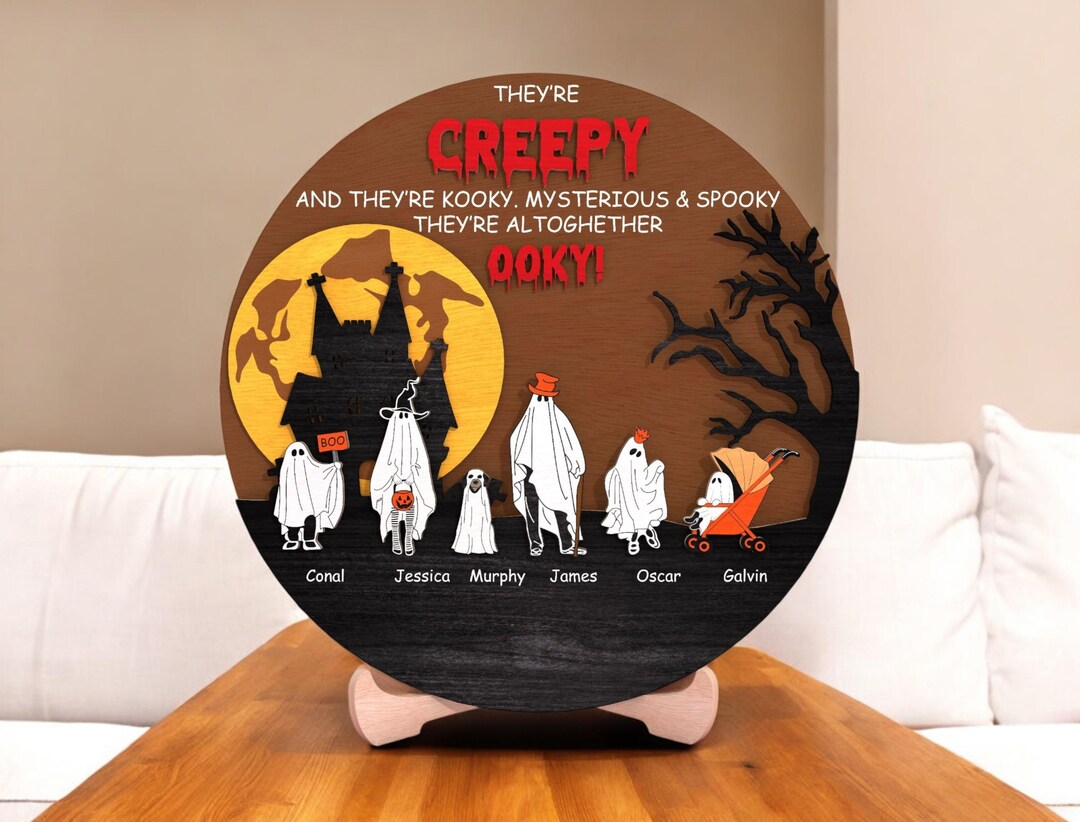 Personalized Halloween Family Sign, Ghost Family Round Plaque With ...