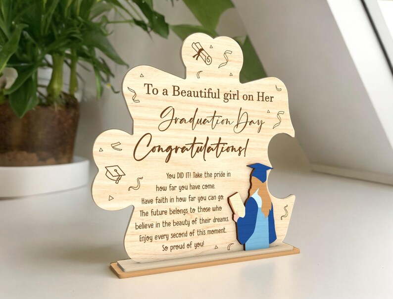 Graduation Puzzle Sign | MDF Wood Graduate Plaque for Boy or Girl ...