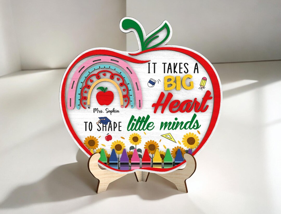 Big Heart to Shape Little Minds – Personalized Teacher Apple Sign ...