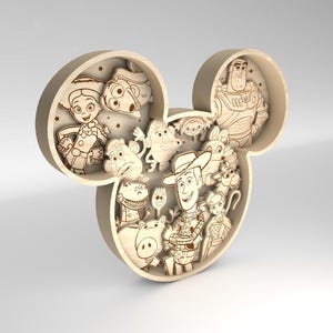 Cartoon Themed Wooden Wall Art ,3D Layered for Glowforge, Creative Wall ...