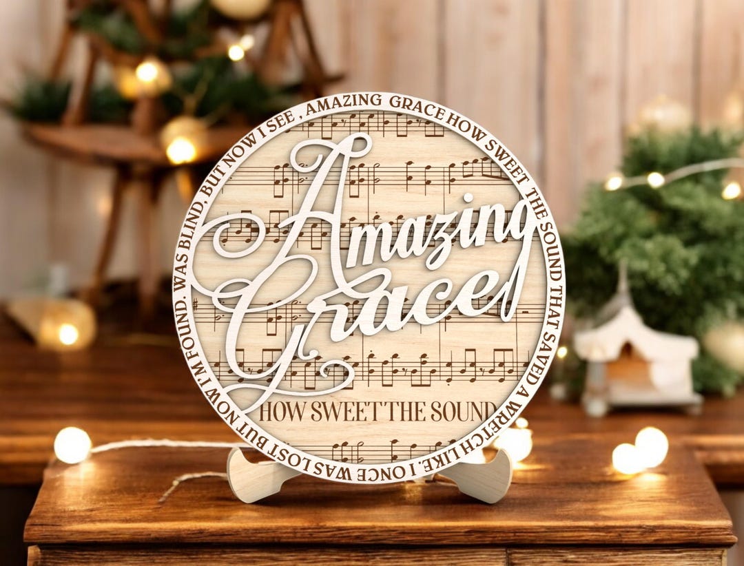 Amazing Grace, Wood Framed Sign, Music Lyrics Sign, Religious Sheet ...