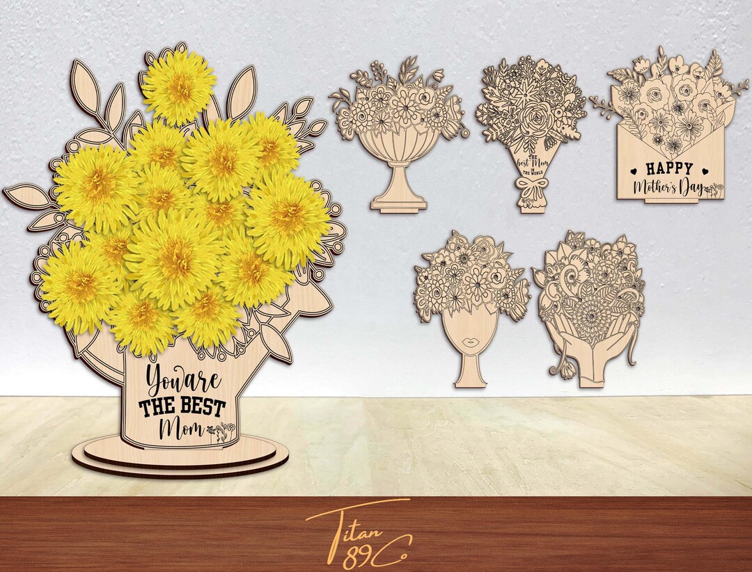 Best Mom Flower Vase Sign – Mother‘s Day Wooden Gift | Laser Cut MDF ...