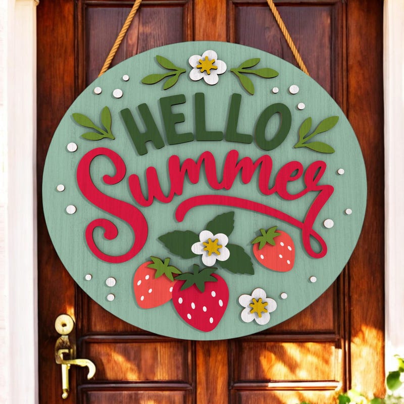 Round Wood Summer Sign - Etsy