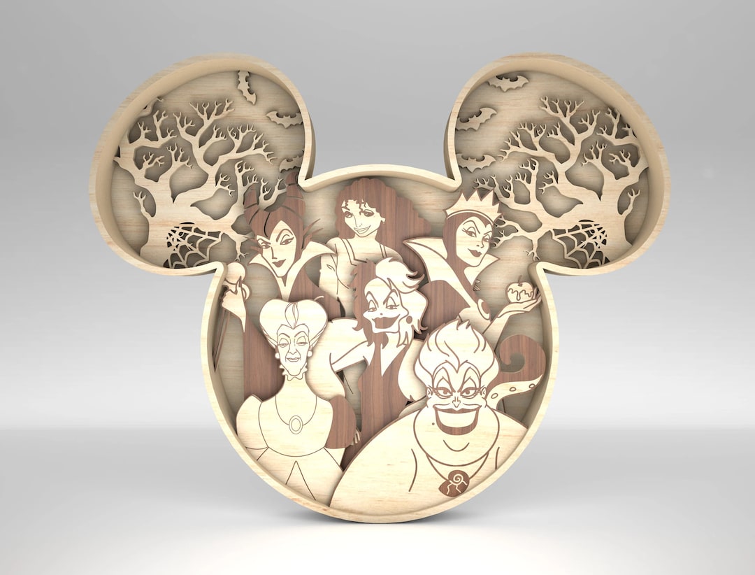 Multilayer Villains Magical Kingdom Art SVG, Mouse Head Scene Art Svg ...