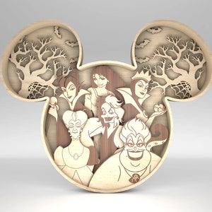 Multilayer Villains Magical Kingdom Art SVG, Mouse Head Scene Art Svg ...