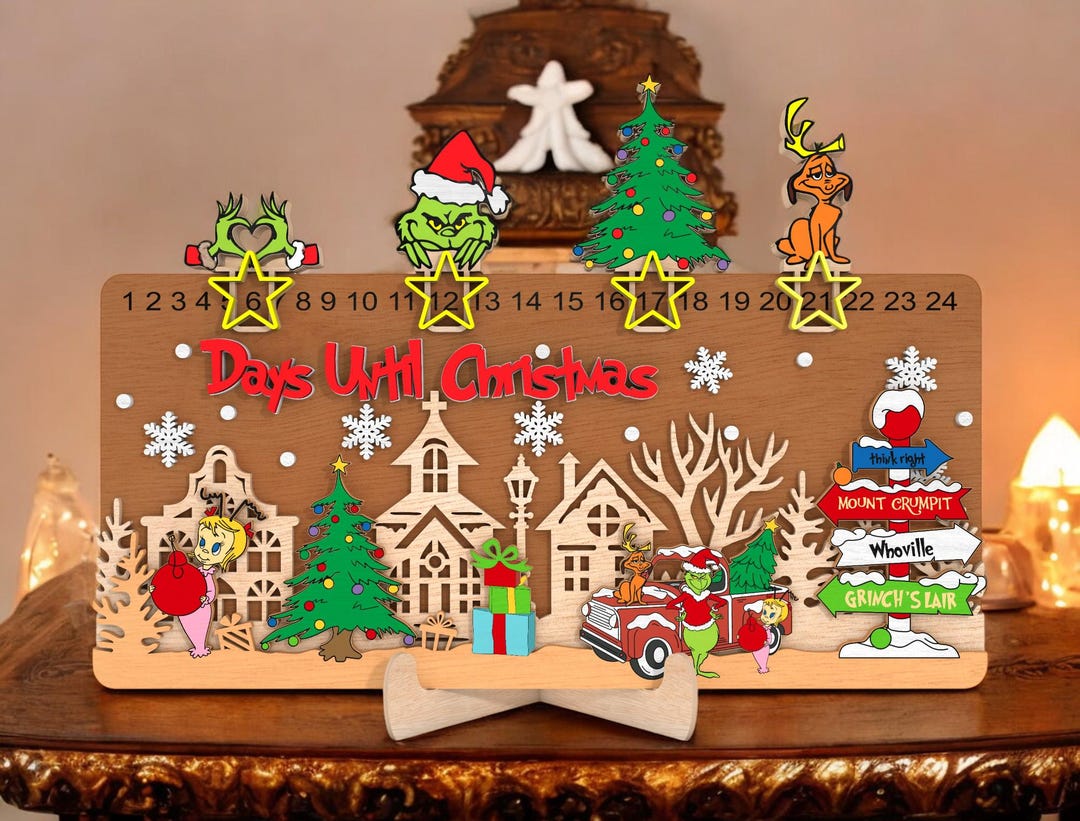Grinch Christmas Countdown Calendar | Whoville Themed Advent Sign ...