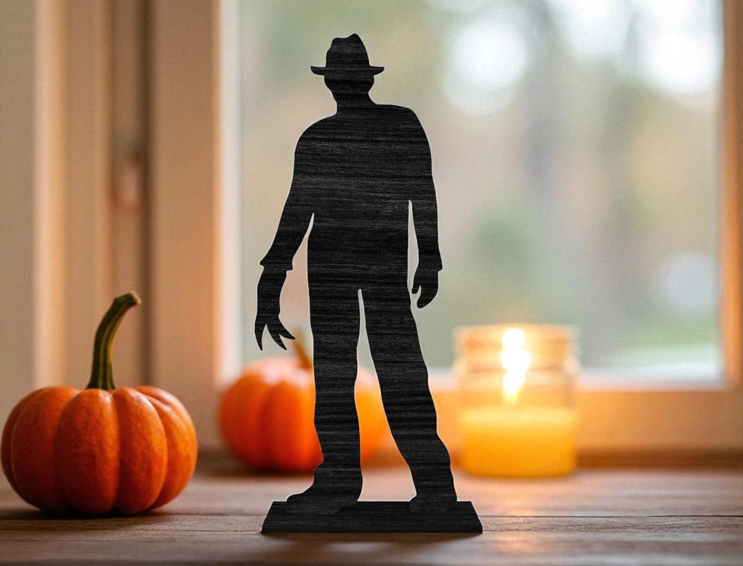 Halloween Standing Sign | Nightmare Killer Silhouette With Fedora ...