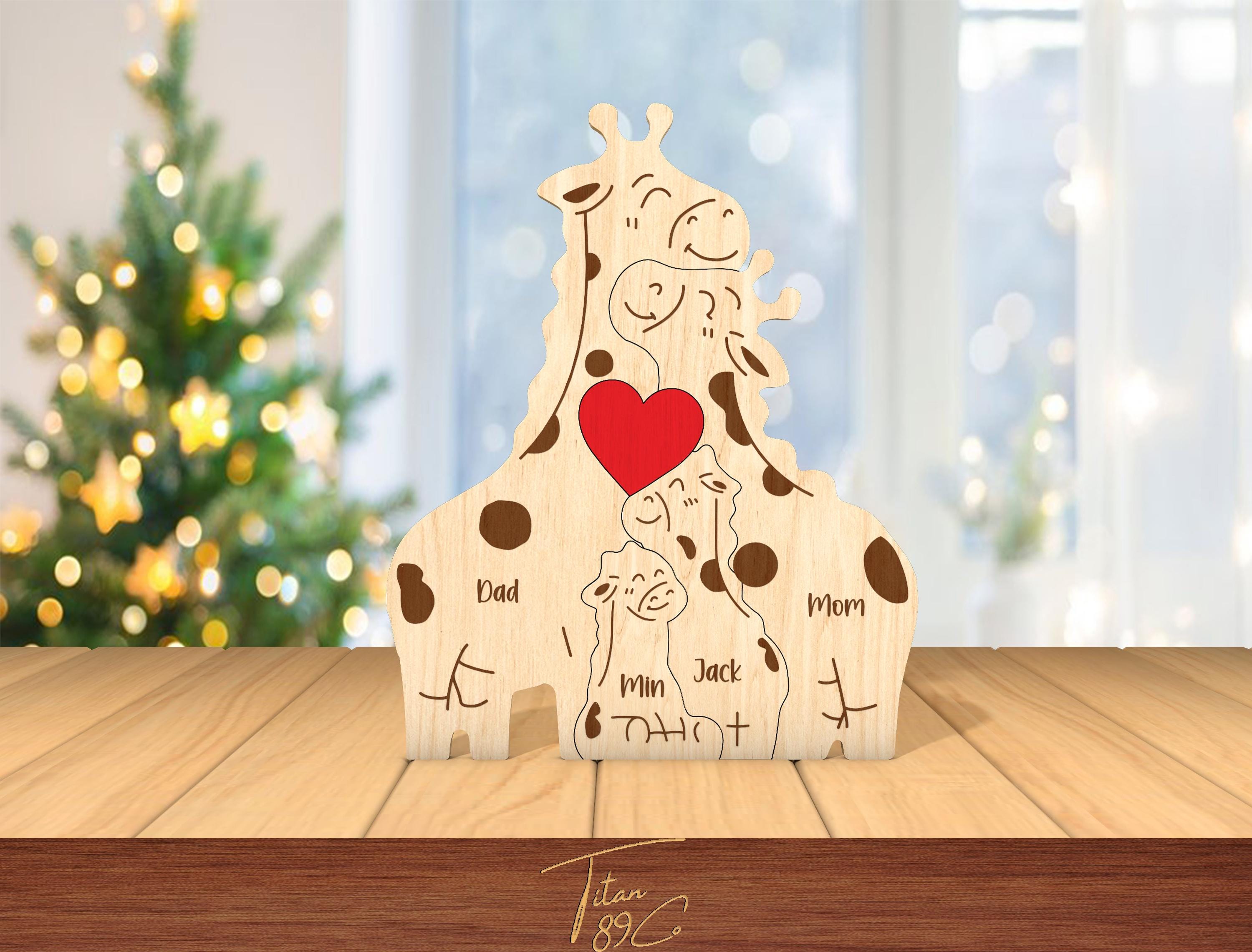 Personalized Giraffe Family Sign – MDF Wooden Safari Decor | Custom ...