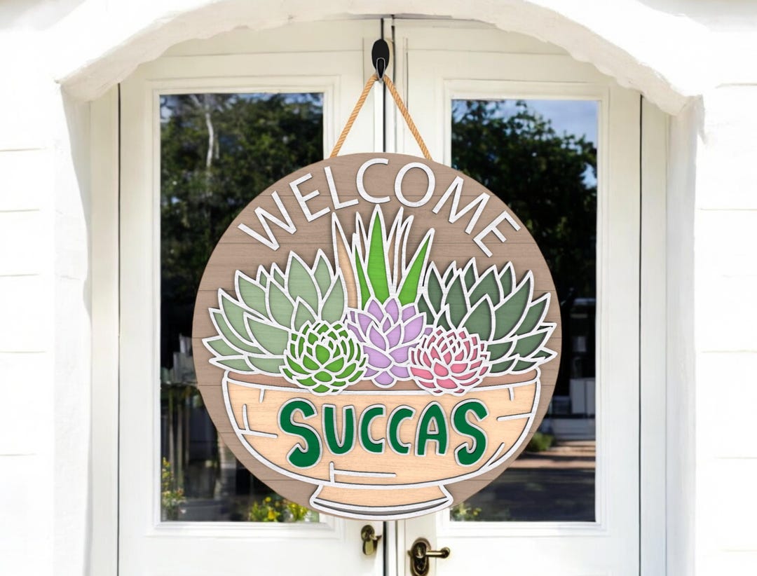 Cactus Welcome Sign | Cactus Door Hangers, Welcome Succas, Modern Home ...