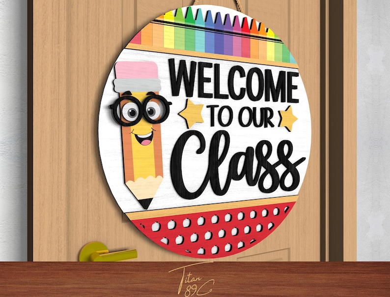 Classroom Door Sign | Welcome to Our Class Art | Teacher Decor | Round ...