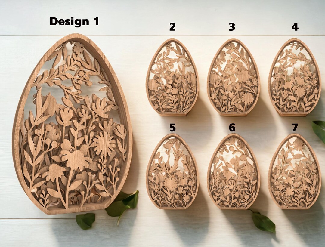 Floral Easter Egg Decor Set | Layered MDF Wood Eggs With Wildflowers ...
