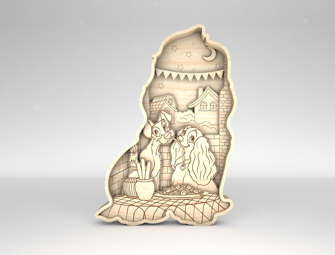 3D Multilayer Cartoon Character Laser Cut Svg, Romantic Scene Wall Art ...