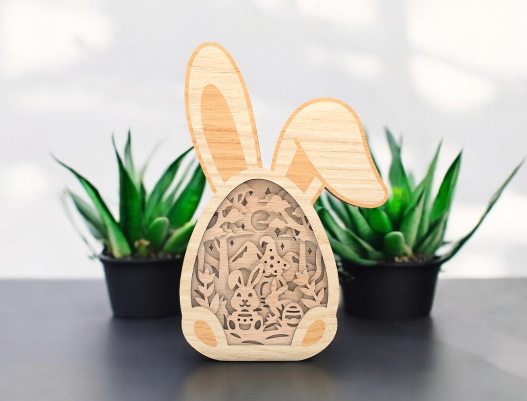 Laser Cut Wooden MDF Easter Bunny Stand Egg, Free Standing Wooden ...