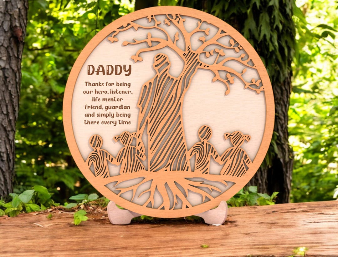 Daddy Tree Sign Father’s Day Gift | Laser Cut Wooden Round Sign | MDF ...