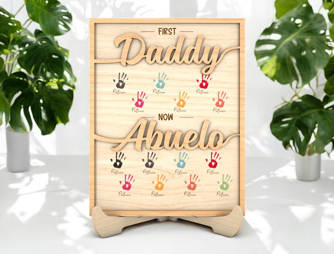 Custom First Dad Now Abuelo Wood Plaque, Personalized Dad and Kids Fist ...