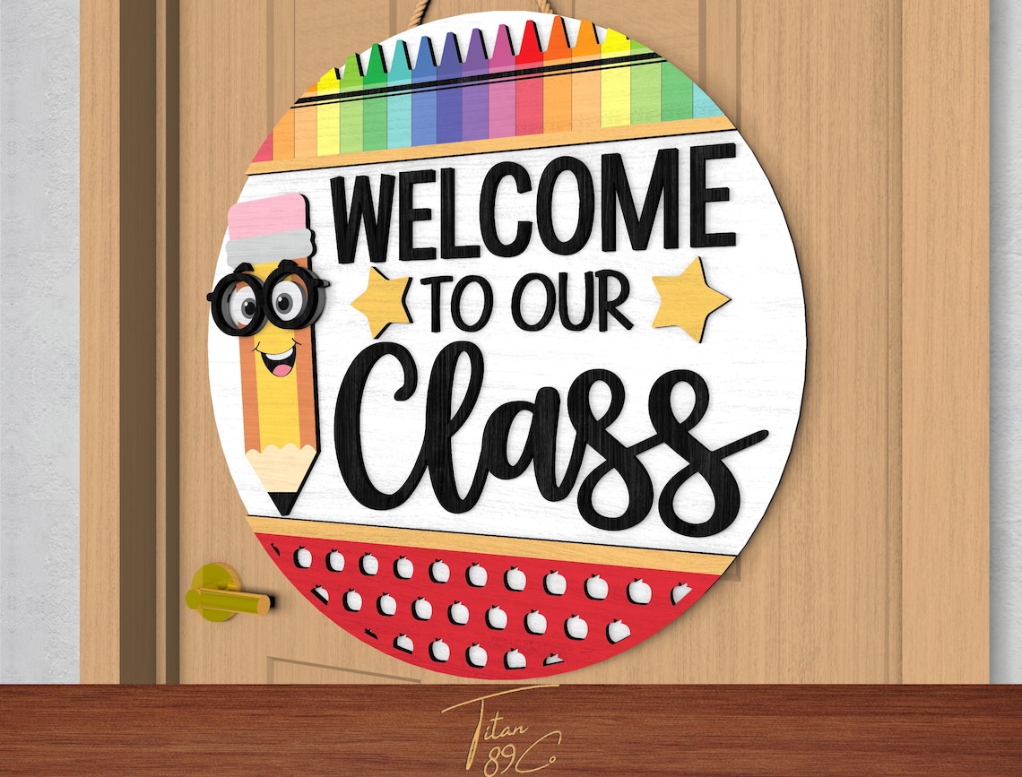 Classroom Door Sign | Welcome to Our Class Art | Teacher Decor | Round ...