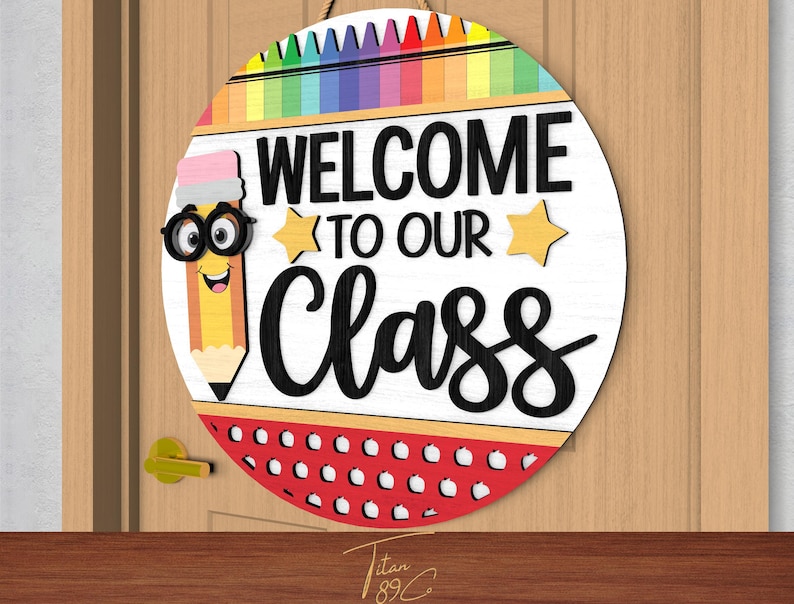 Classroom Door Sign | Welcome to Our Class Art | Teacher Decor | Round ...