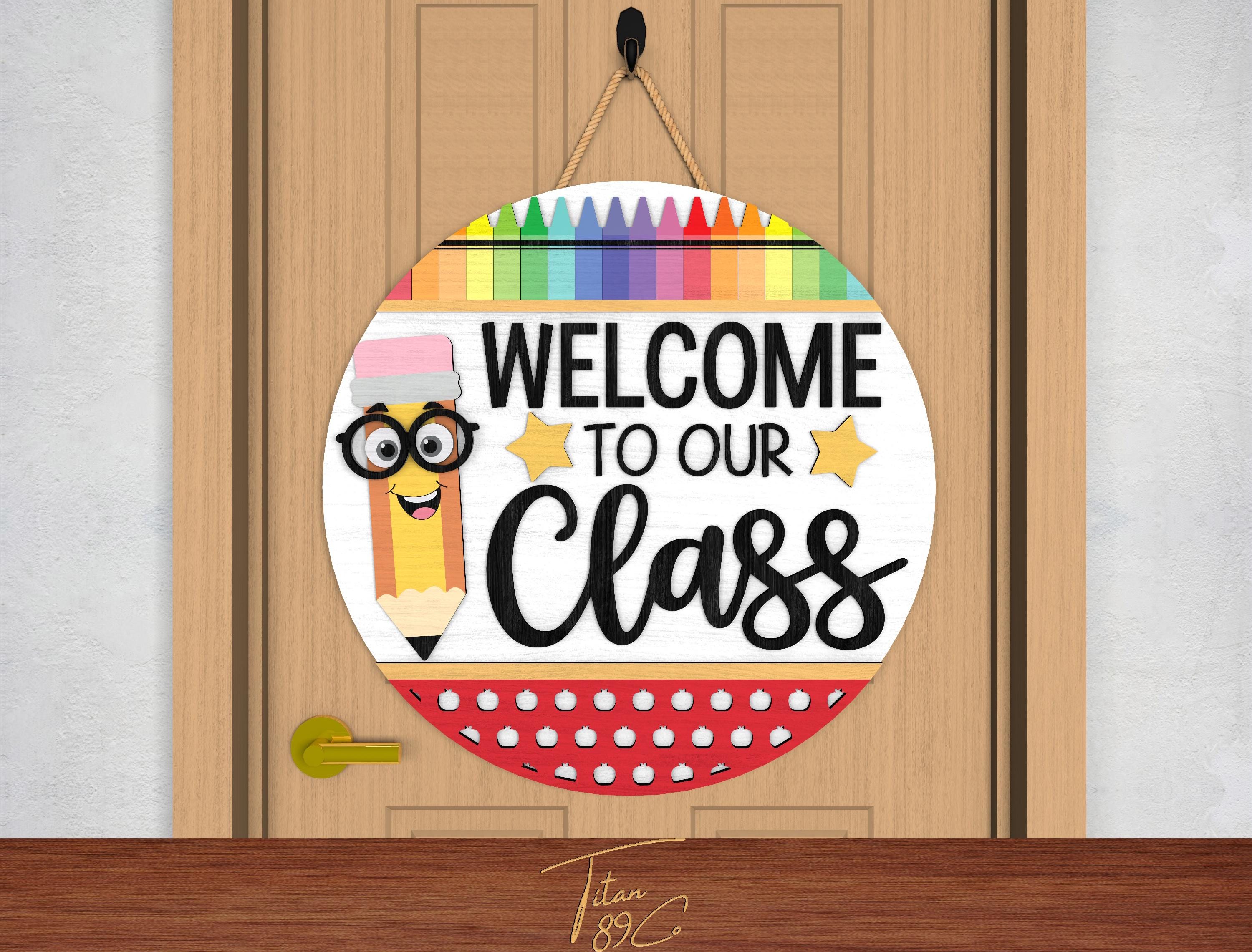 Classroom Door Sign | Welcome to Our Class Art | Teacher Decor | Round ...