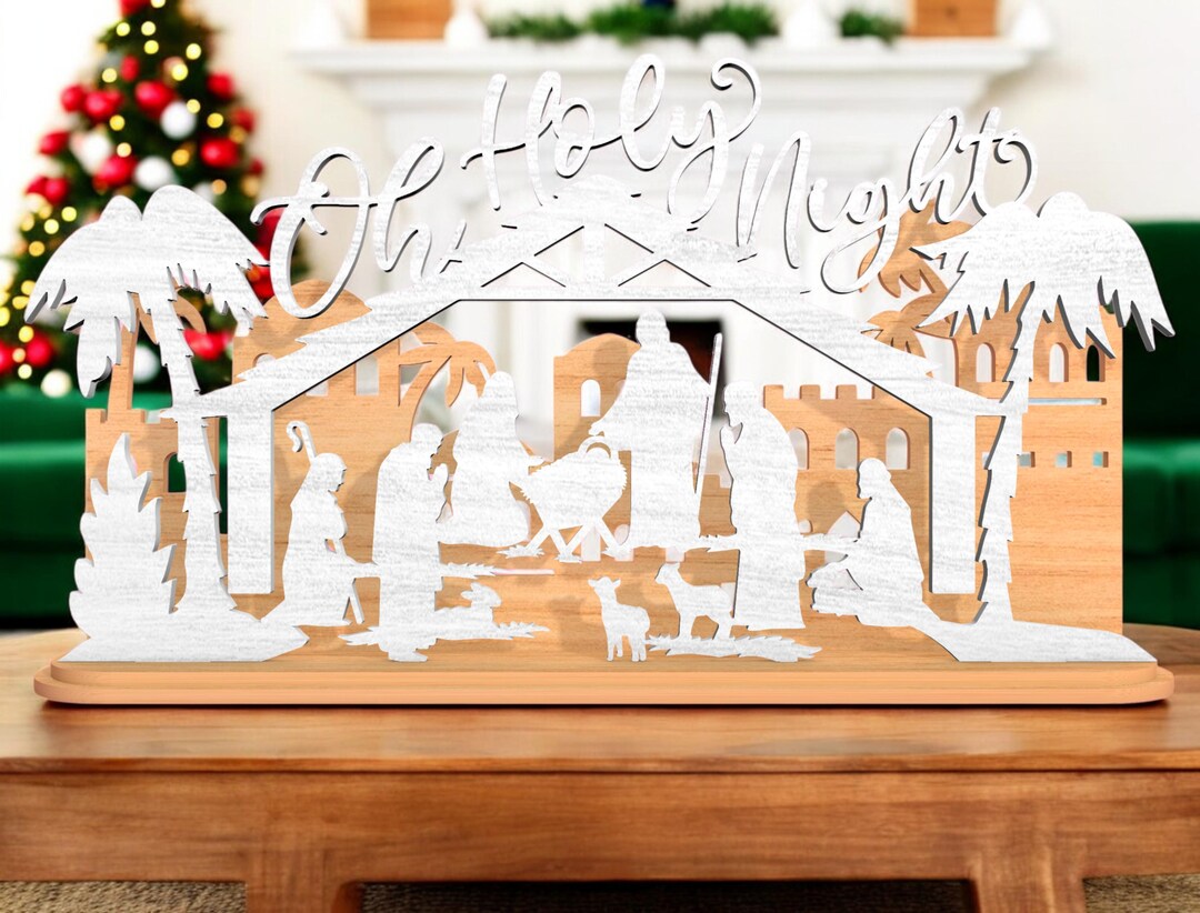 Oh Holy Night Nativity Scene Sign | Laser Cut Christian Christmas Decor ...