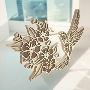 3D Layered Wooden Hummingbird Wall Art, Handcrafted Multilayer Wood ...