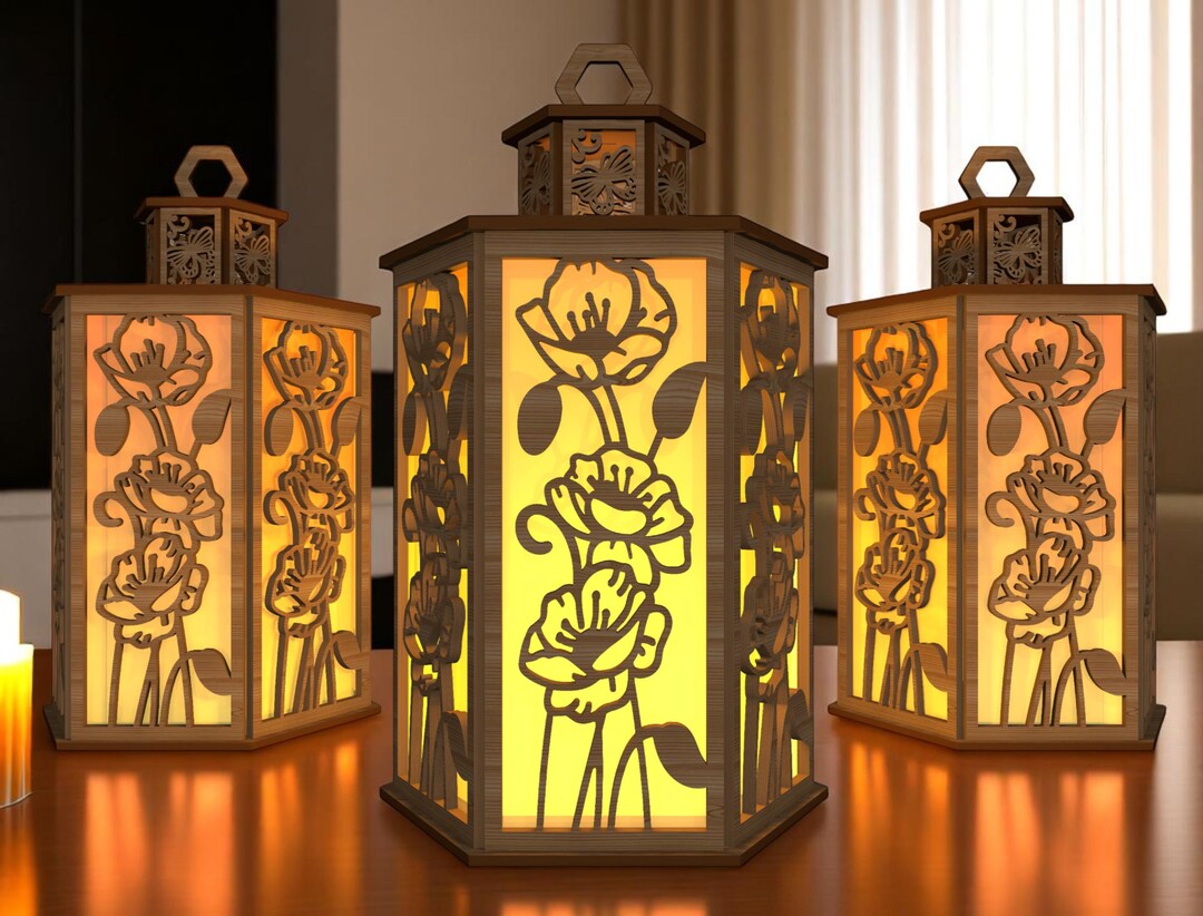 DIY Poppy Lantern Light Box | Wooden Floral Lantern Kit for Autumn ...
