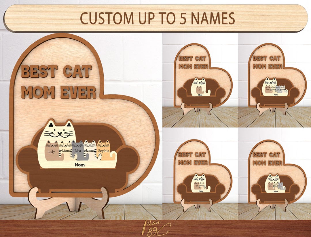 Best Personalized Cat Mom Sign | 3D Art for Pet Lovers | Heartfelt Cat ...