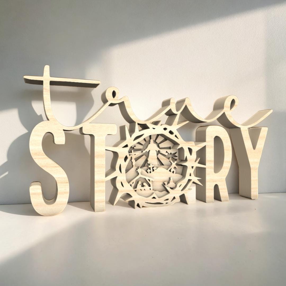 Handcrafted Wooden Nativity Scene Sign – Rustic MDF Wood Christmas ...