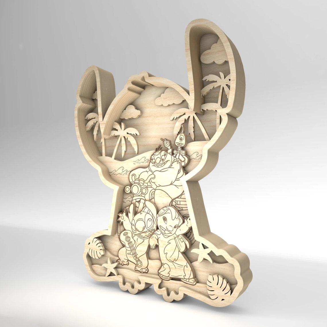 Multilayer 3D Cute Alien Scene Art SVG, Beach Scene Art , 10 Layer Art ...