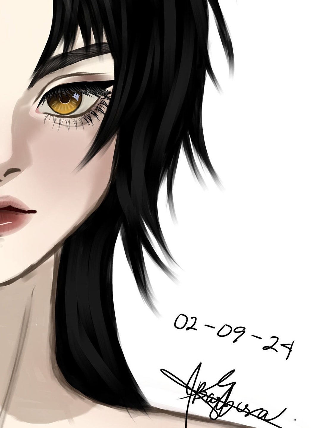 Digital Portrait of a Girl With Mullet Anime Semirealism - Etsy