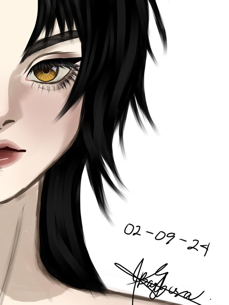 Digital Portrait of a Girl With Mullet Anime Semirealism - Etsy